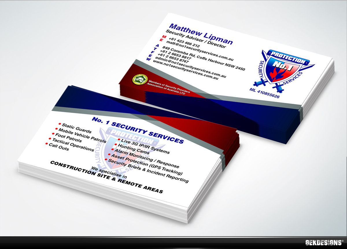 Construction Business Card Design for No. 1 Security Services Pty Ltd ...