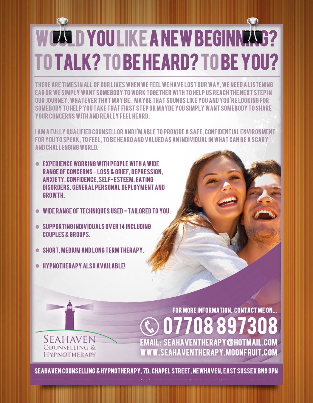 Hypnotherapy Flyer Design for Seahaven Counselling & Hypnotherapy by ...