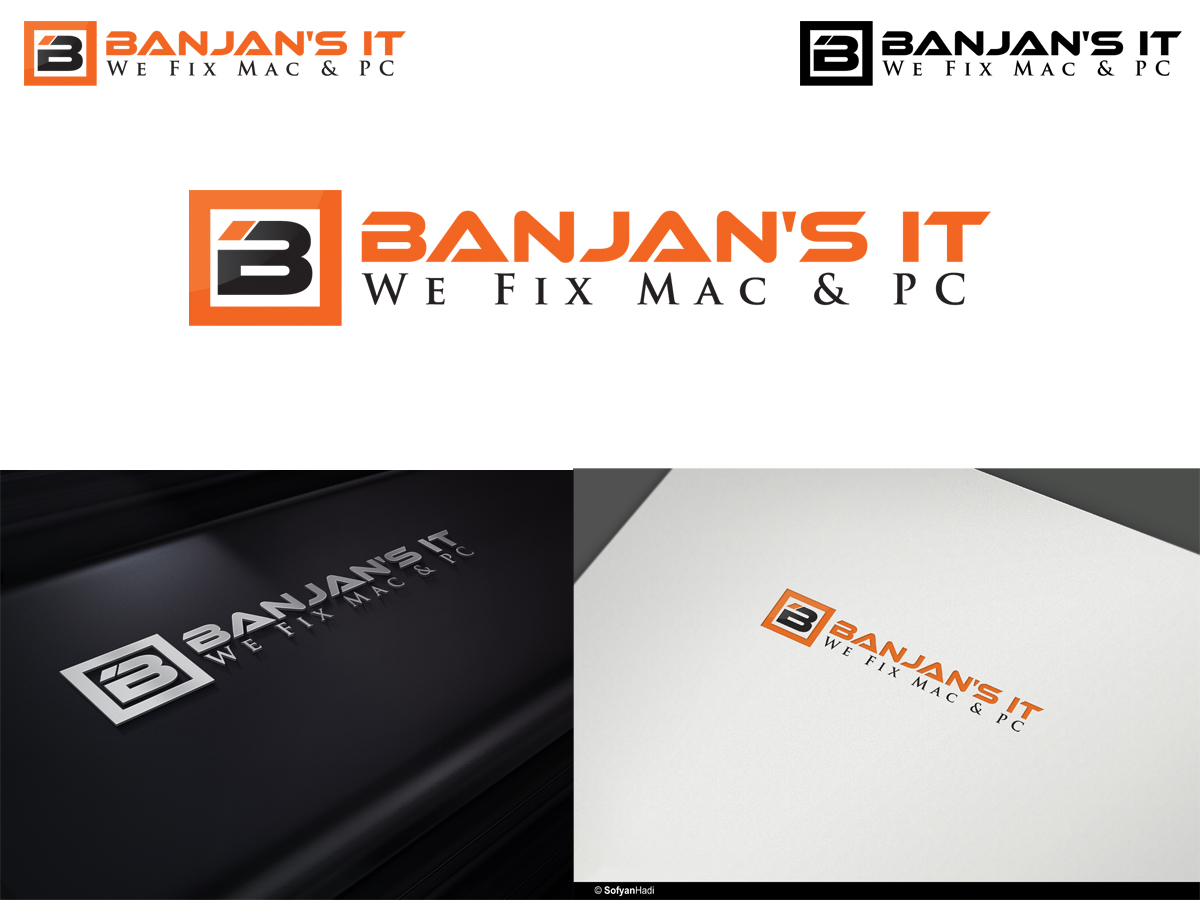 Serious, Modern, Computer Logo Design for BANJAN'S IT | We fix Mac & PC ...