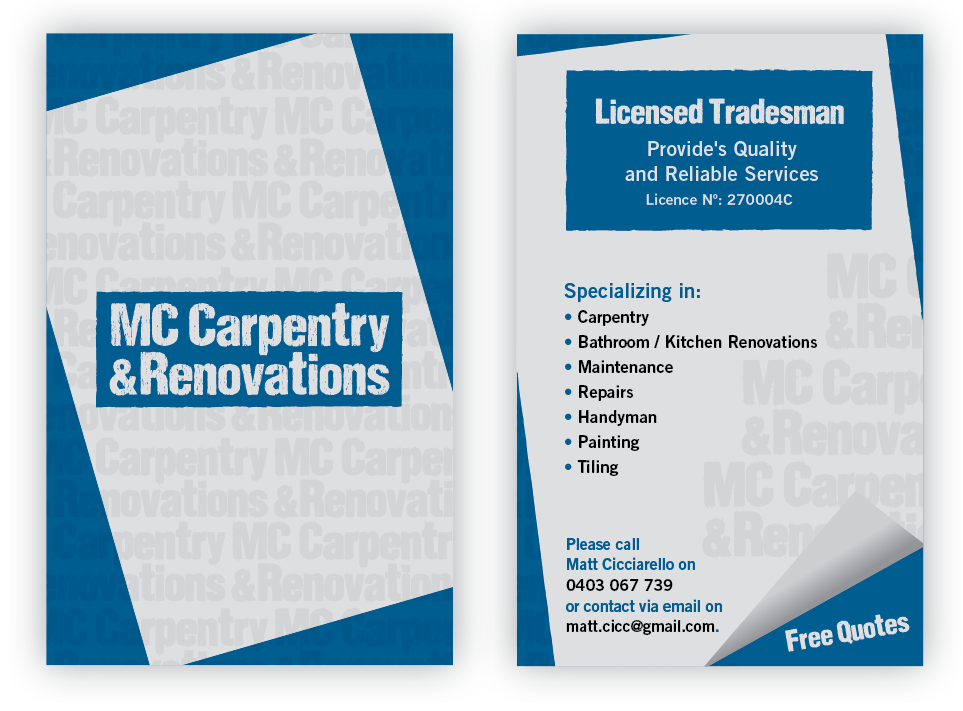 Professional, Modern, Advertising Flyer Design for MC Carpentry ...
