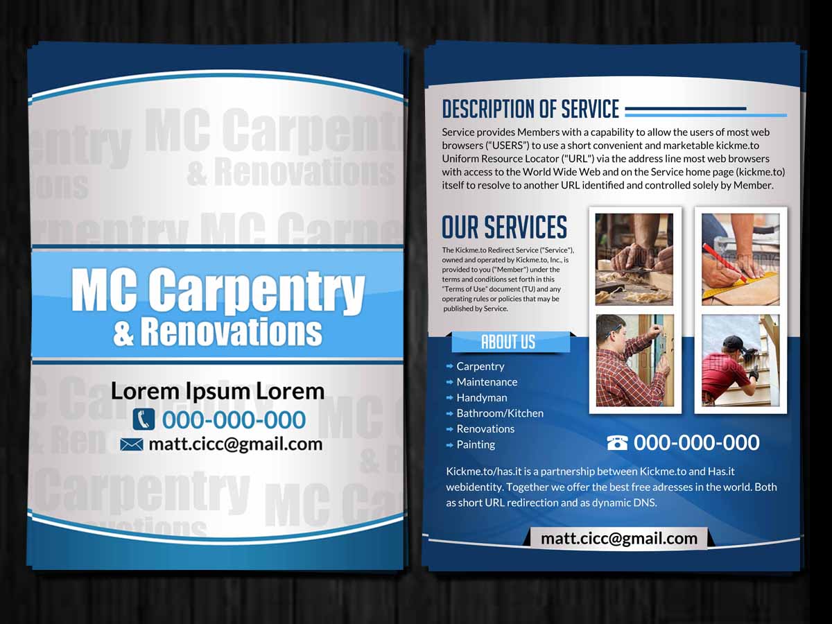 Professional, Modern, Advertising Flyer Design for MC Carpentry ...