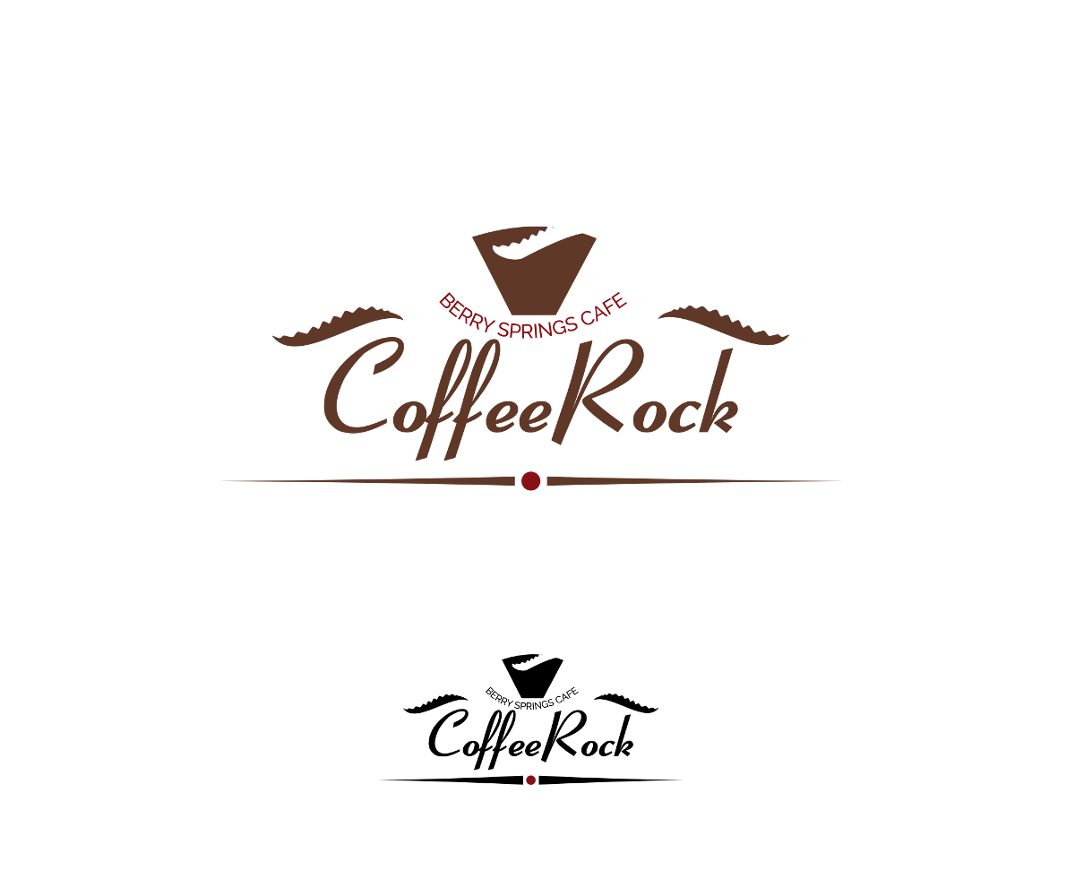 Cafe Logo Design for 'CoffeeRock' then 'Berry Springs Cafe' underneath ...