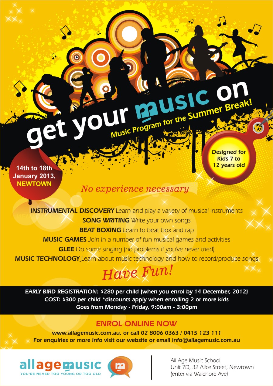 Bold, Playful, School Poster Design for All Age Music by sanjeev ...