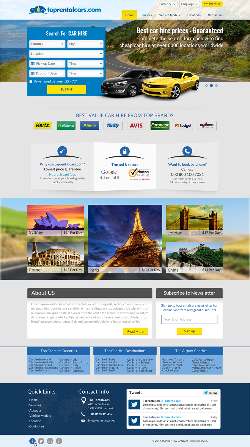 Rental Car Web Design for a Company by Sbss | Design #4361043