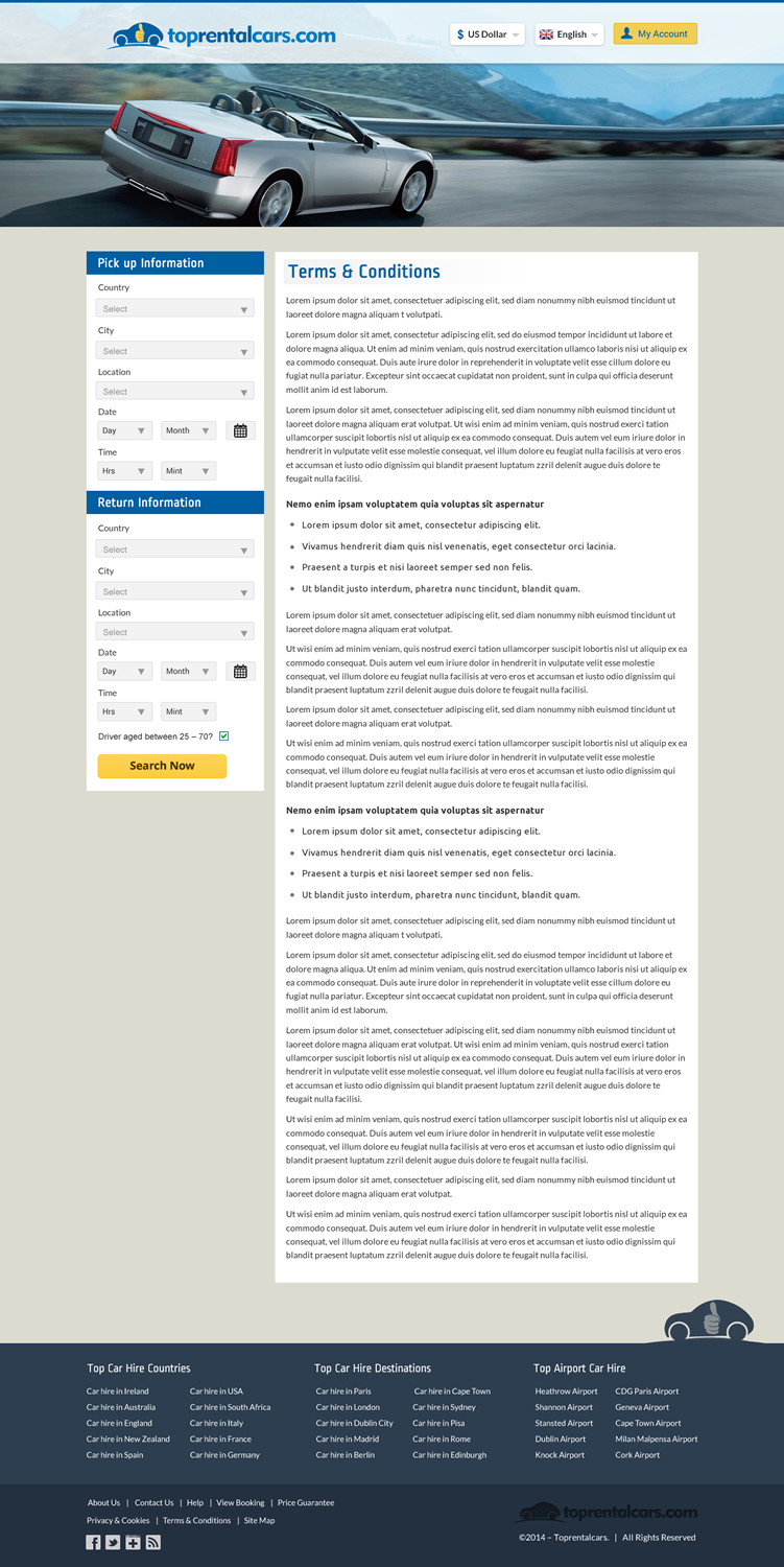 Rental Car Web Design for a Company by Sbss | Design #4376564