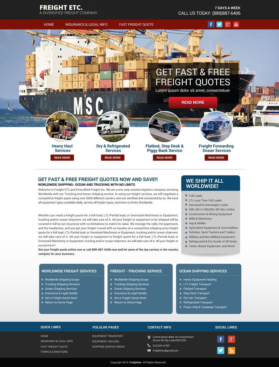 Wordpress Design for Freight Etc Inc. by Sbss | Design #4427529