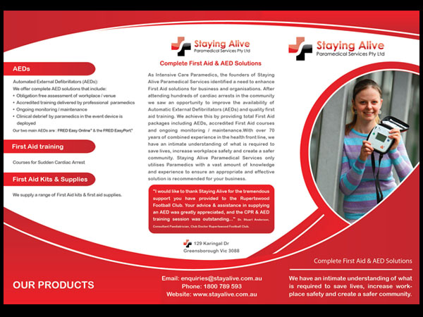 Serious, Modern, Training Brochure Design for Staying Alive Paramedical ...
