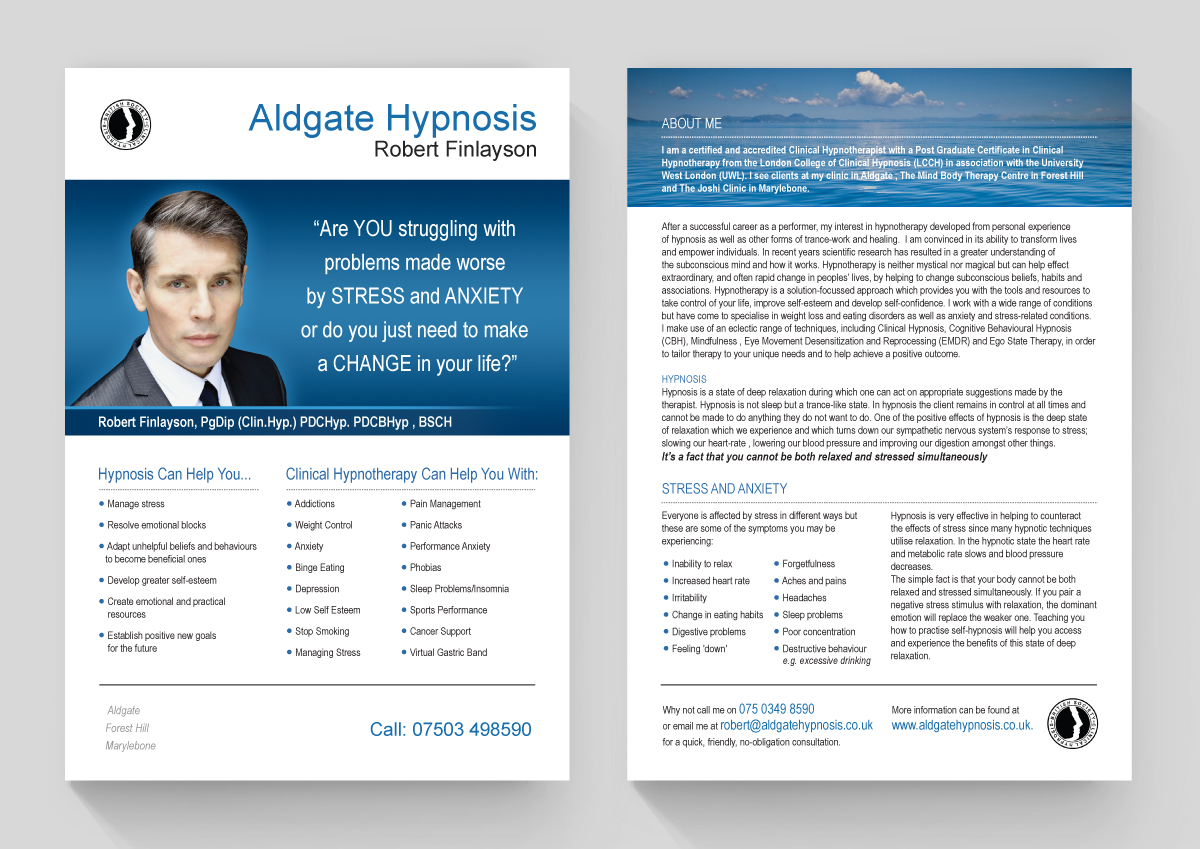 Modern, Upmarket, Hypnotherapy Flyer Design for a Company by maria ...
