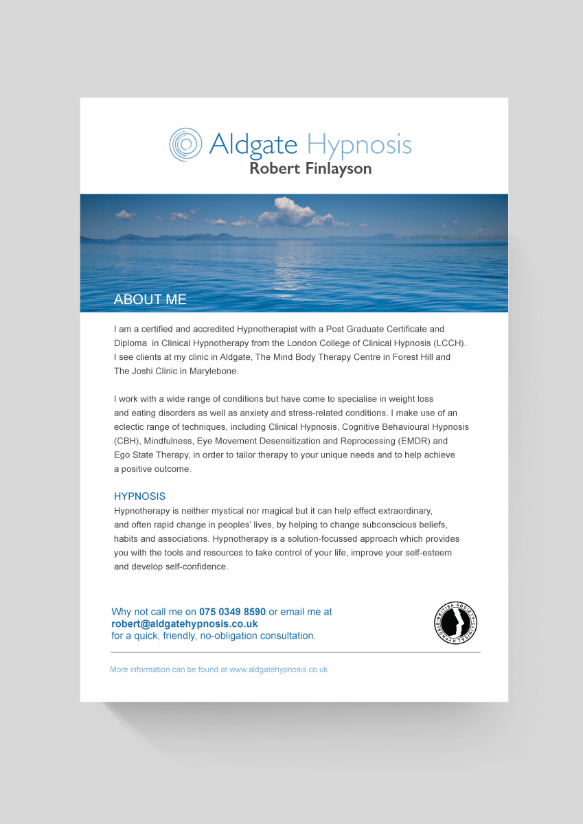 Modern, Upmarket, Hypnotherapy Flyer Design for a Company by maria ...