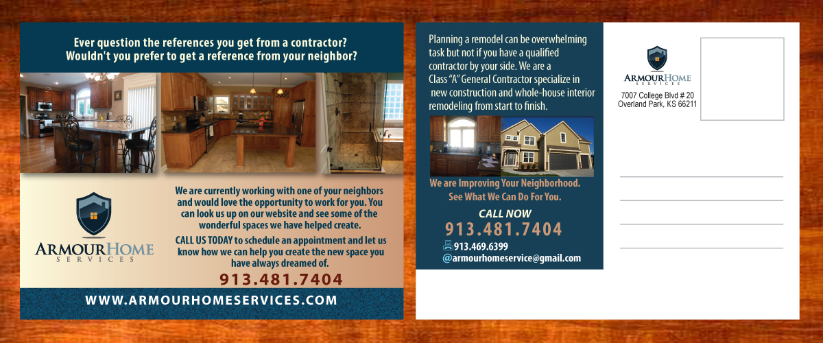 Personable, Colorful, Contractor Postcard Design for a Company by Venus ...