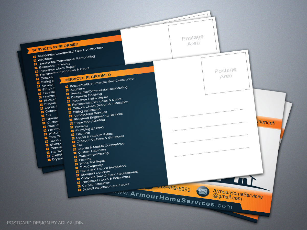 Personable, Colorful, Contractor Postcard Design for a Company by ...