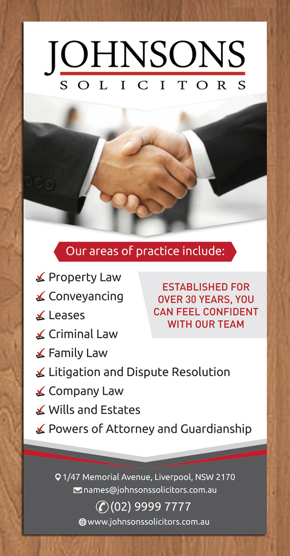 Modern, Serious, Law Firm Flyer Design for Johnsons Solicitors by Sbss ...