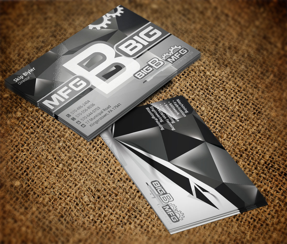 Masculine, Bold, Business Business Card Design for big b mfg by ...
